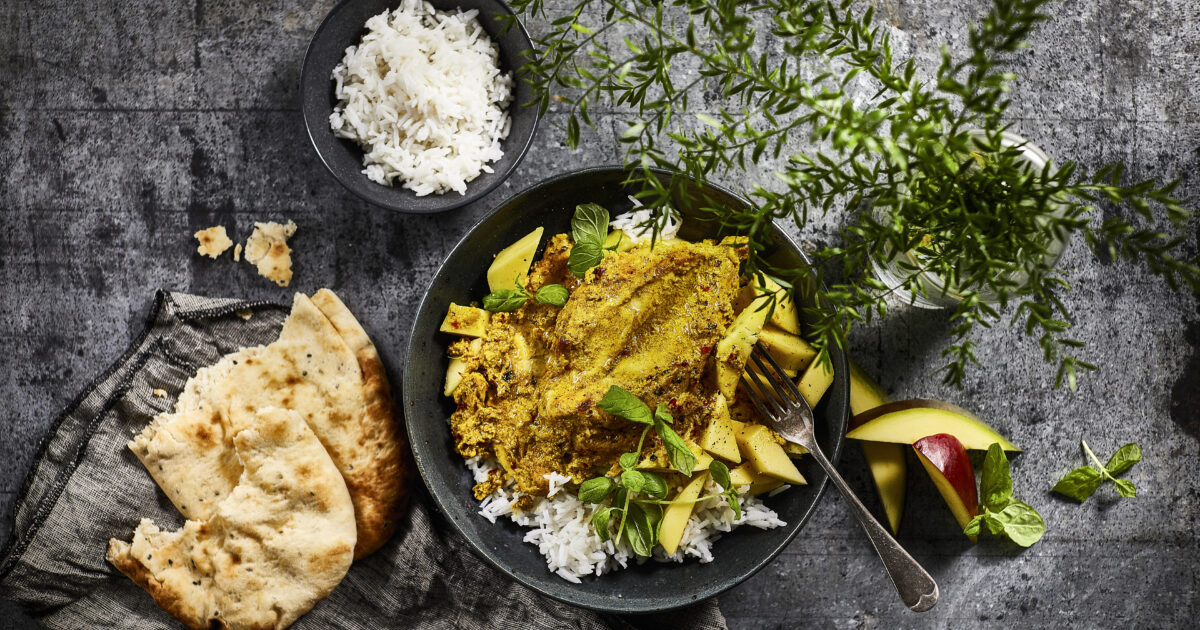 kylling tandoori med ris, mango og mynte | Prior